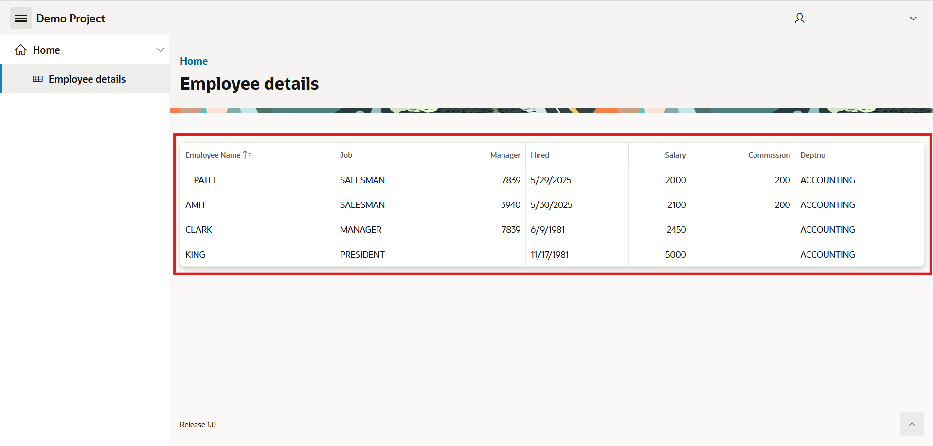 Creating a Classic Report Using the Create Page Wizard and Show Its Region Content Dynamically ...