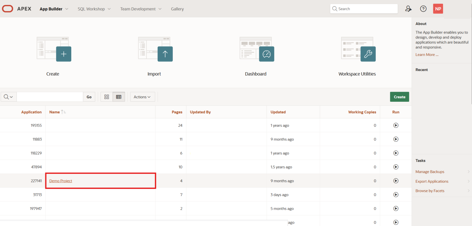 Creating a Classic Report Using the Create Page Wizard and Show Its Region Content Dynamically ...