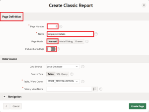 Creating a Classic Report Using the Create Page Wizard and Show Its Region Content Dynamically ...