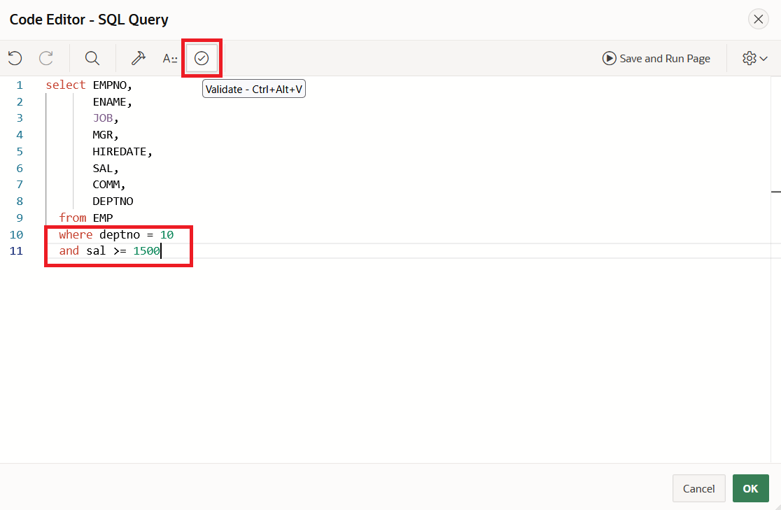Creating a Classic Report Using the Create Page Wizard and Show Its Region Content Dynamically ...