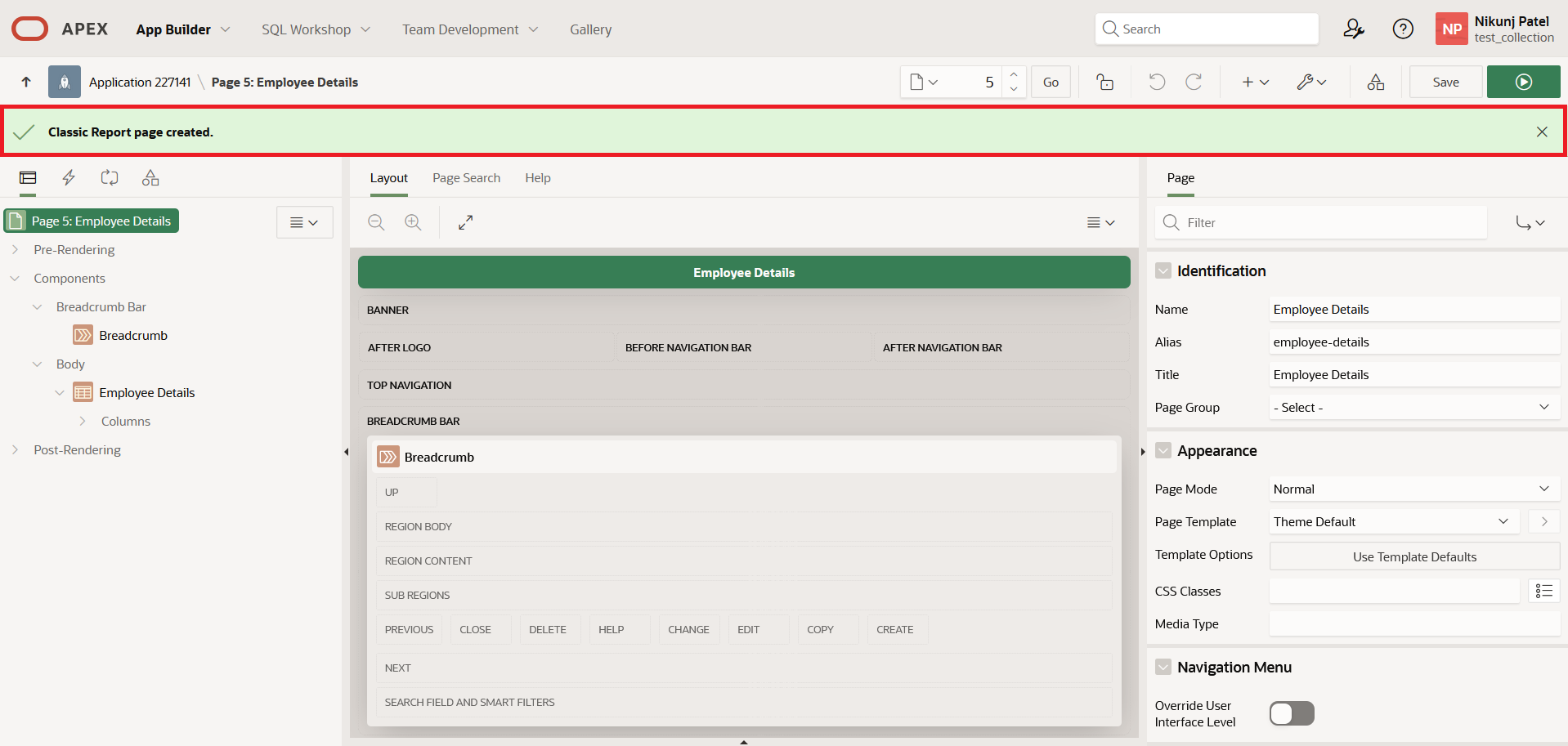 Creating a Classic Report Using the Create Page Wizard and Show Its ...