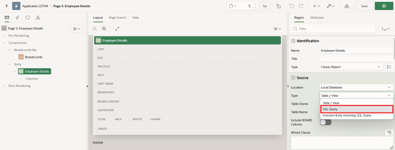 Creating a Classic Report Using the Create Page Wizard and Show Its ...