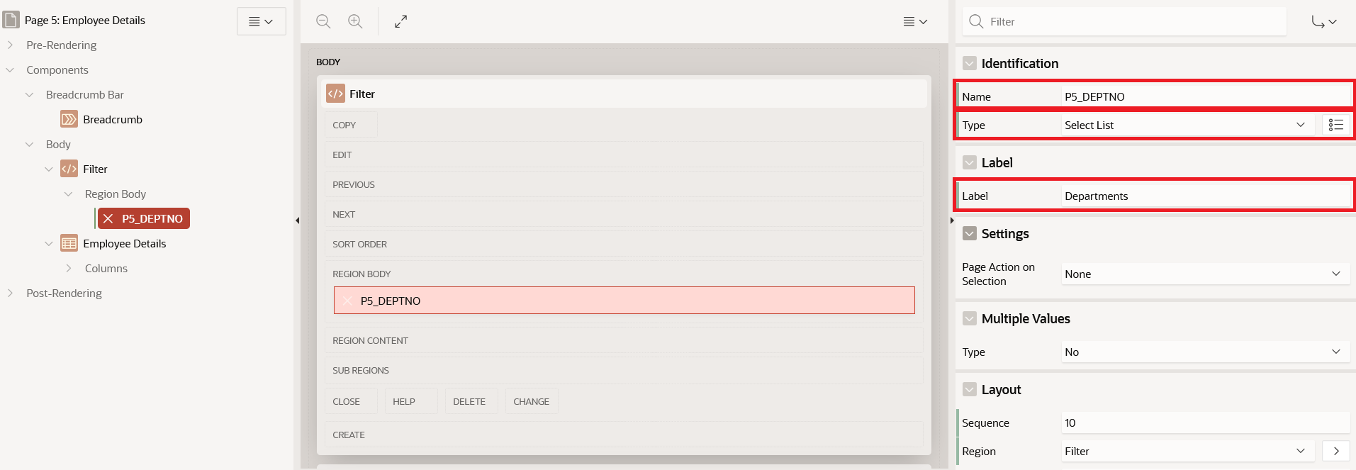 Creating a Classic Report Using the Create Page Wizard and Show Its Region Content Dynamically ...