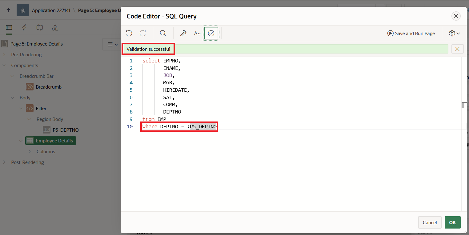 Creating a Classic Report Using the Create Page Wizard and Show Its Region Content Dynamically ...