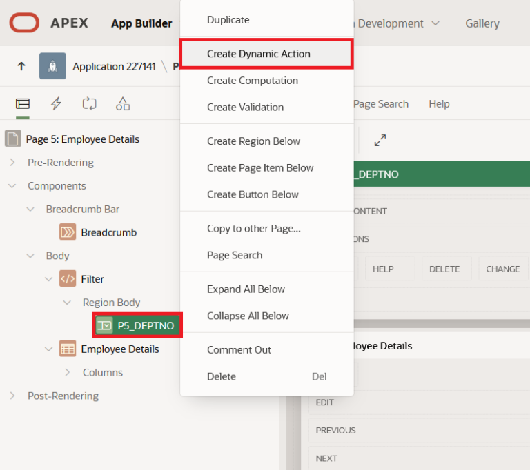 Creating a Classic Report Using the Create Page Wizard and Show Its Region Content Dynamically ...